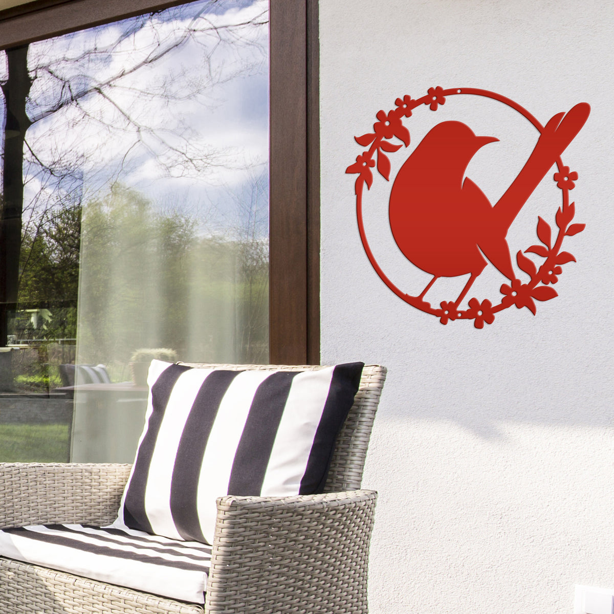 Round Flower Garden Bird Metal Sign-Garden Signs-Flower Bed Garden Sig ...