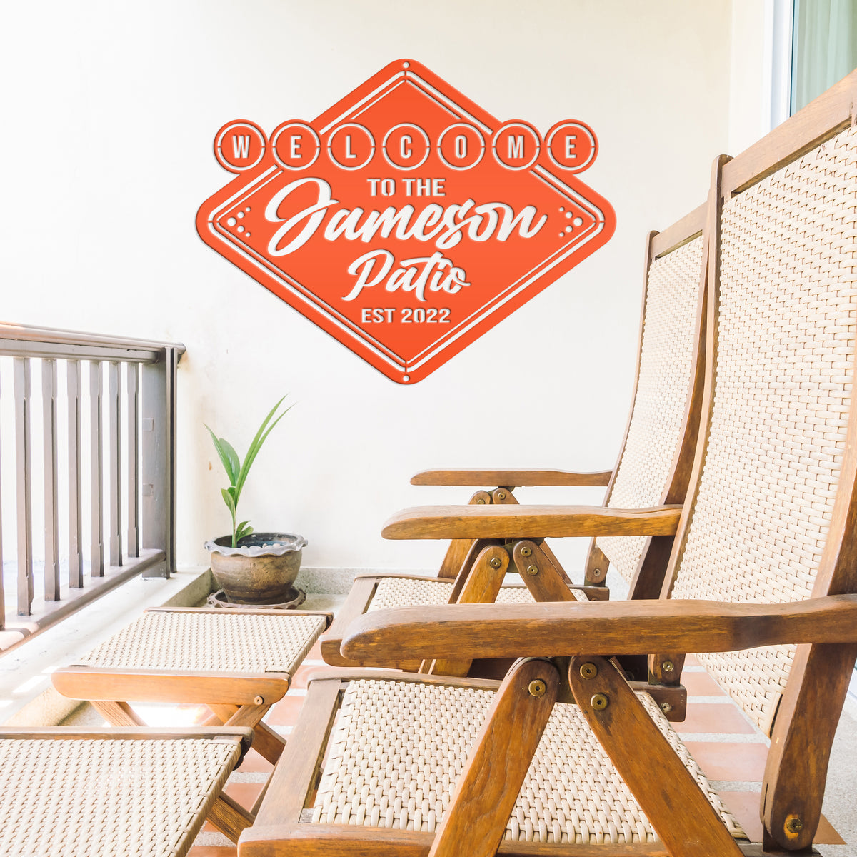 Personalized Welcome Patio Sign | Fun Diamond Shape Outdoor Wall Art ...