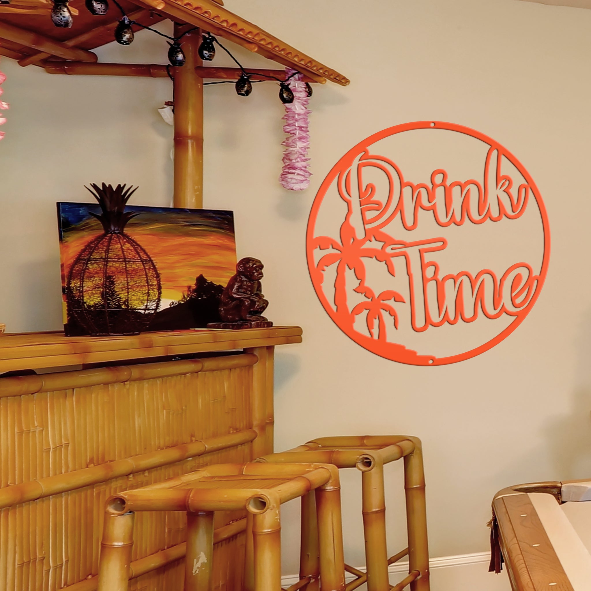 Home Palm Tree Bar Sign, Pool Bar Bea...