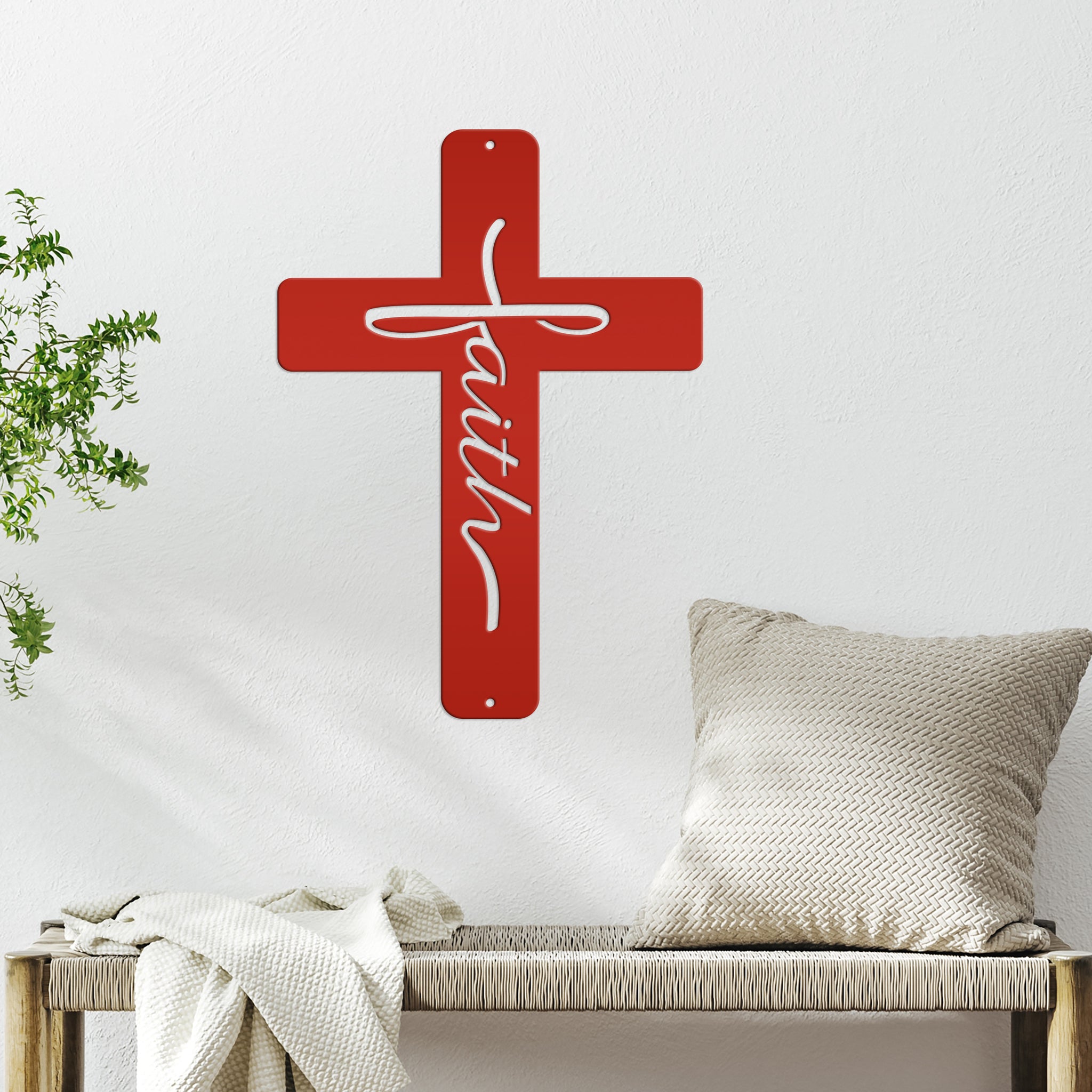 Home Faith Cross Shaped Metal Sign-Cr...