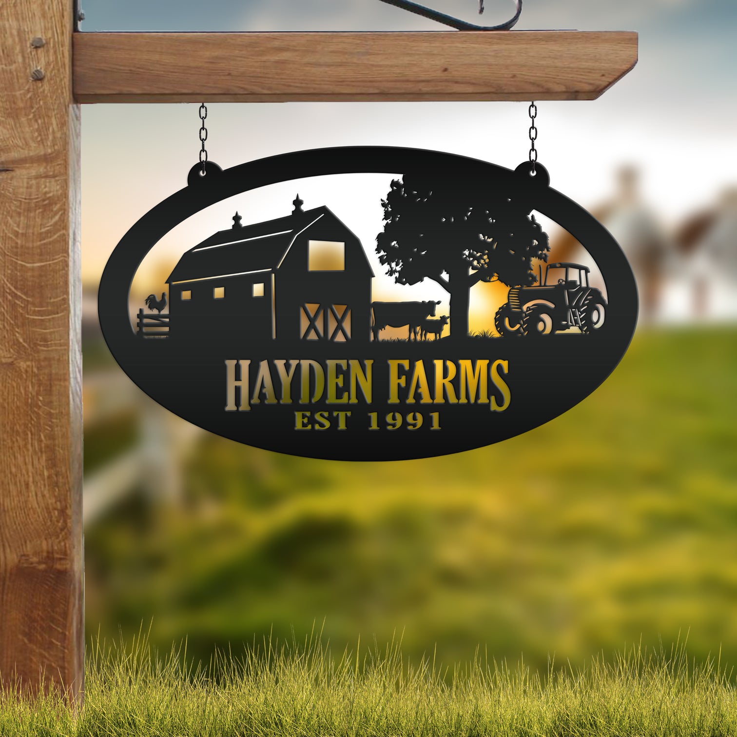 Personalized Oval Farm Sign with Family name and Established Date ...