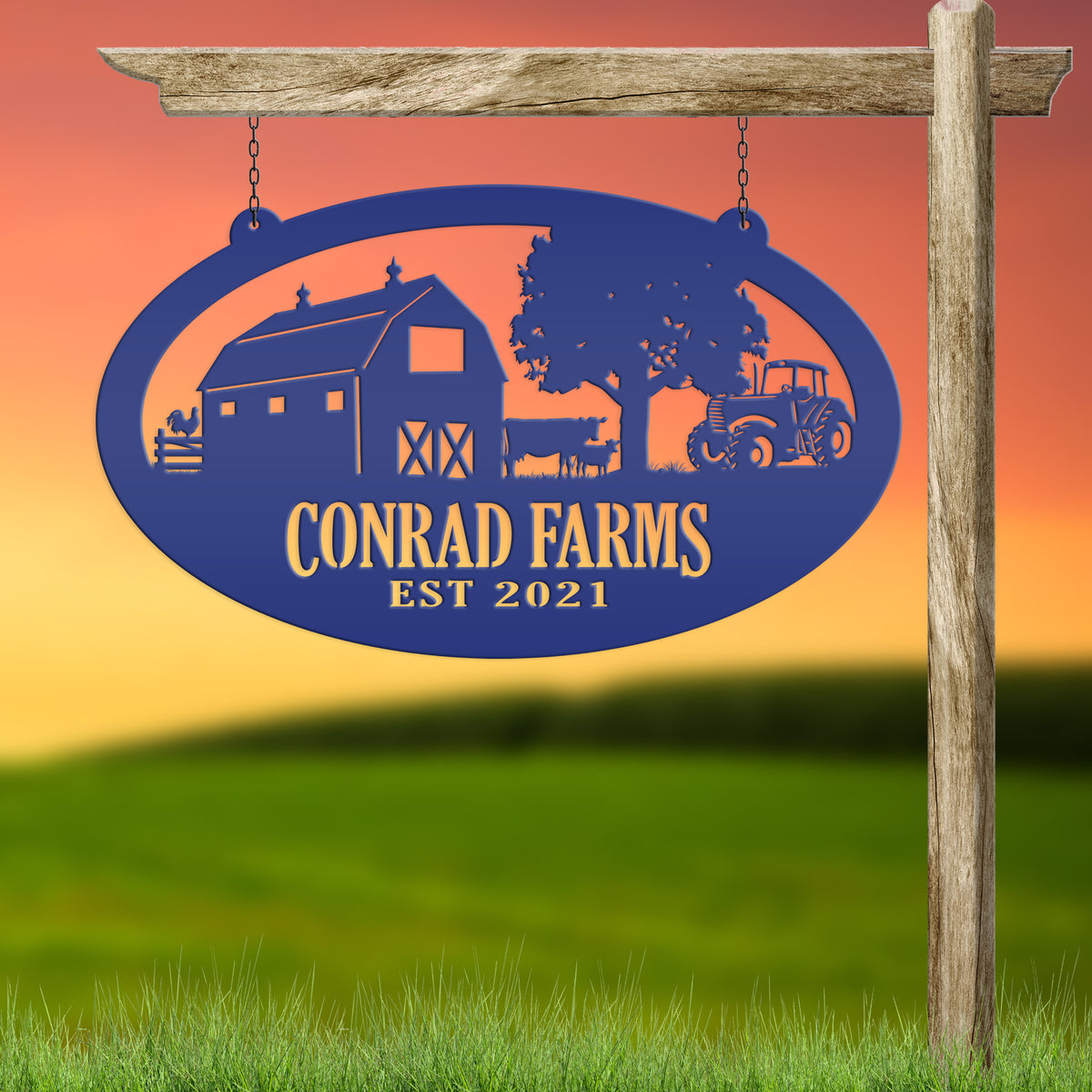 Personalized Oval Farm Sign with Family Name | Family Farm Wall Decor ...