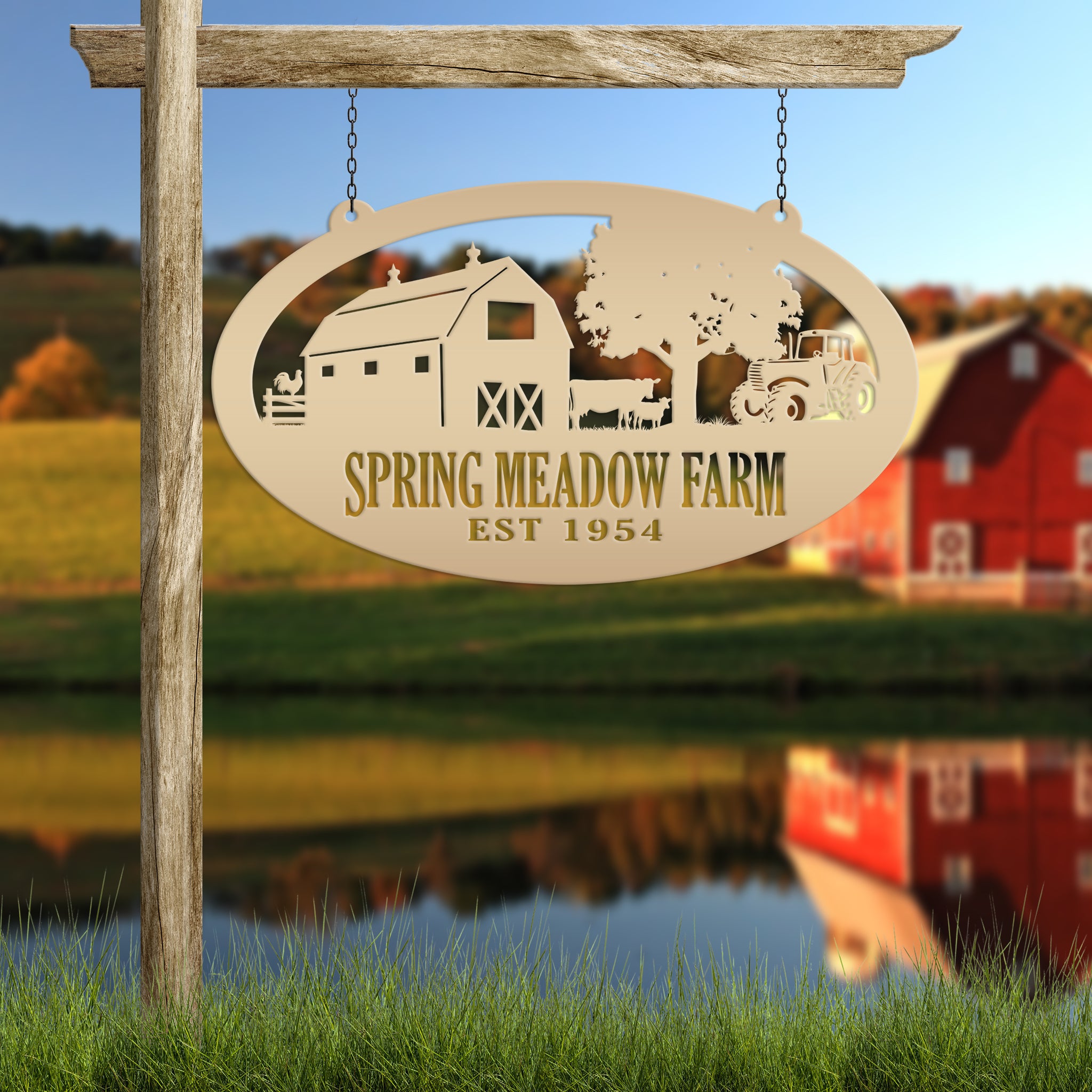 Home Personalized Oval Farm Sign with...