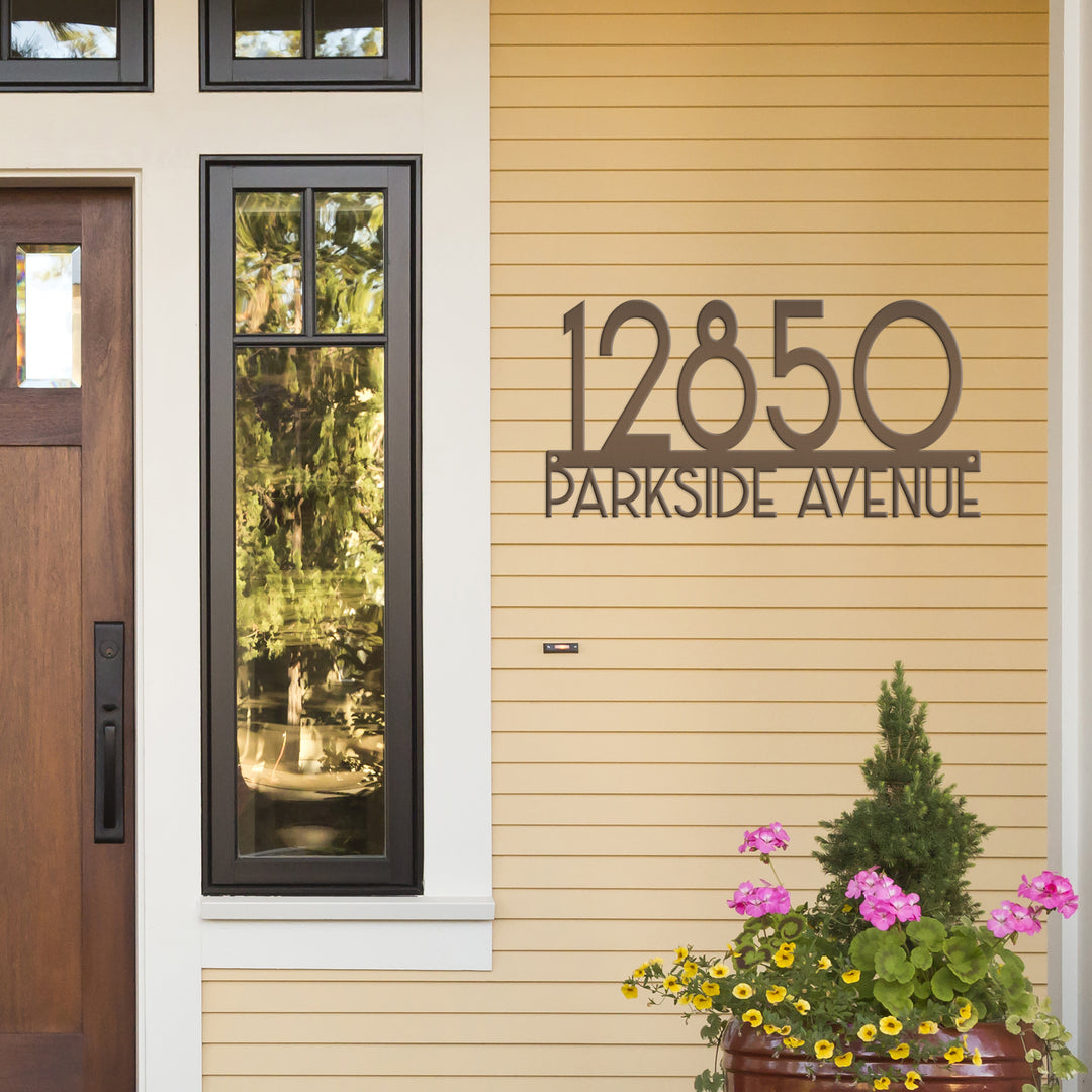 Home Custom Art Deco House Number Met...