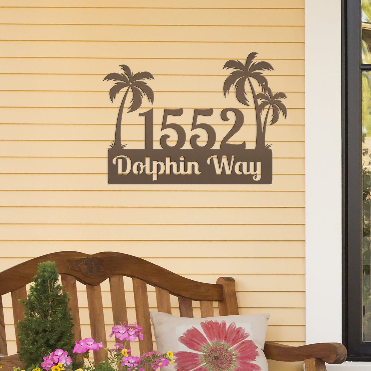 Home Custom Palm Trees Address Sign w...