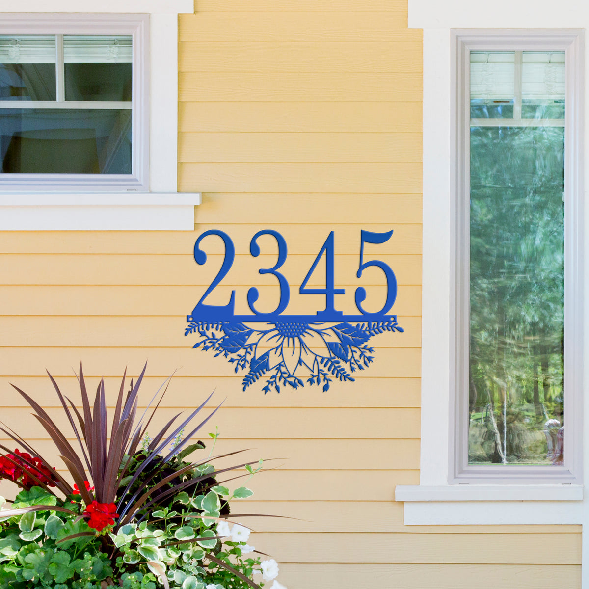 Personalized Sunflower Address Metal Sign - Metal House Numbers-Housew ...