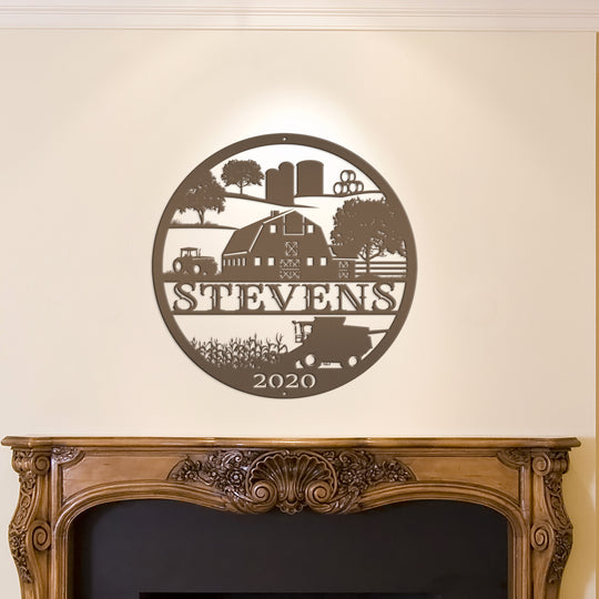 Round Personalized Farm Scene Sign, Farm Wall Decor, Farmhouse Decor ...