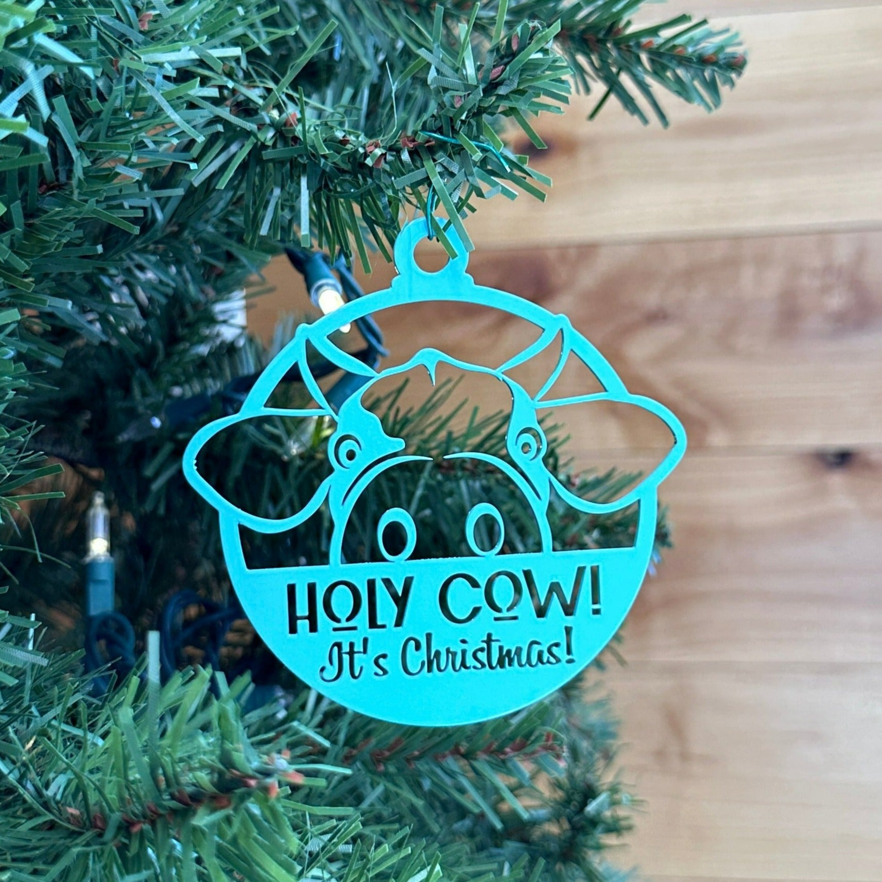 Holy Cow It's Christmas Metal Ornament, Holiday Decor, Farm Ornament