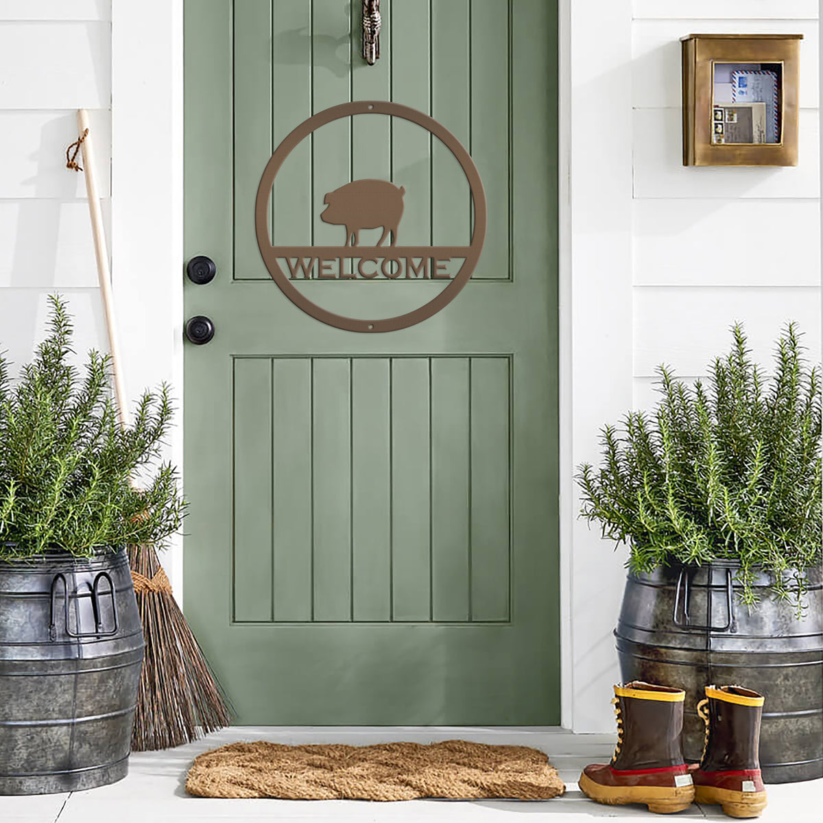 Metal Pig Welcome Sign | Farmhouse Pig Wall Art & Decor, Pig Lovers ...