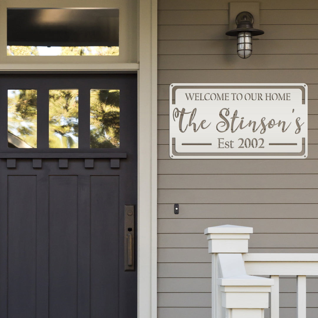 Personalized Family Name Metal Sign, Welcome Sign for Home, Porch Sign ...