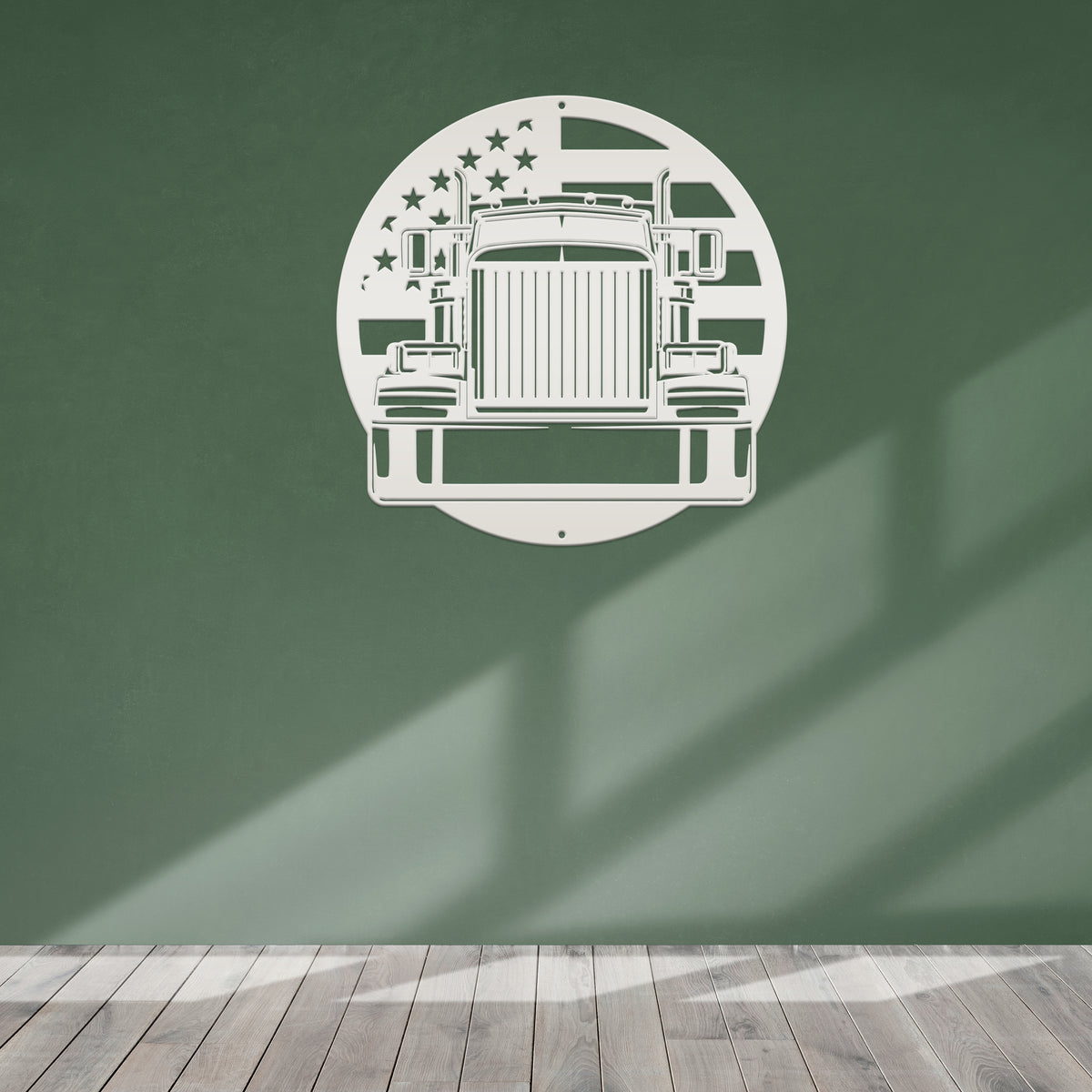 Tractor Trailer with American Flag Metal Sign – Speed Fabrication