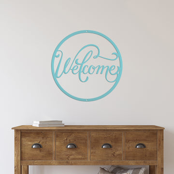 Home Round Welcome Metal Sign-Front D...