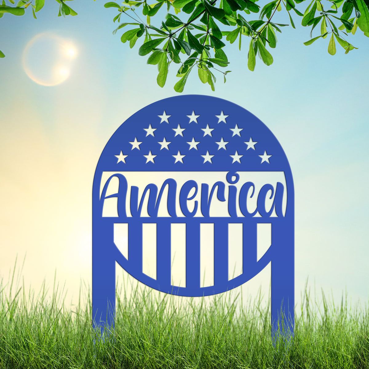 American Flag Metal Yard Stake-Patriotic Lawn-Yard Decor-America Themed ...