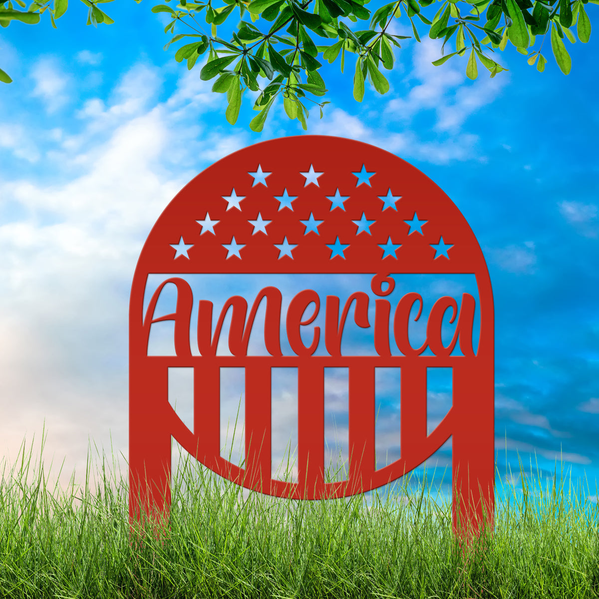American Flag Metal Yard Stake-Patriotic Lawn-Yard Decor-America Themed ...
