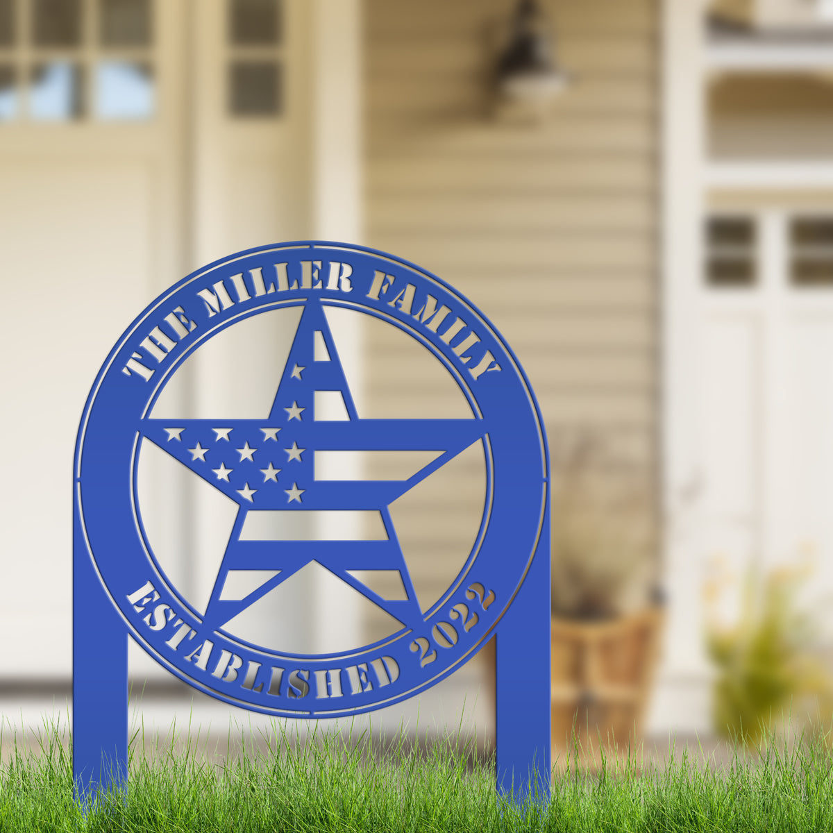 Patriotic American Flag Star Garden Flag, Personalized Metal Garden Fl ...