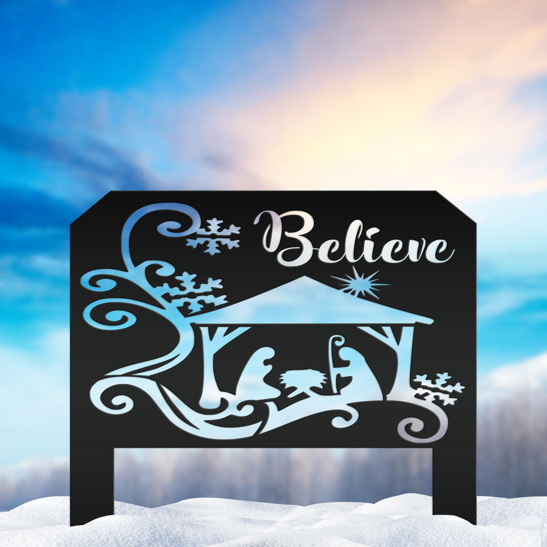 Home Believe Nativity Scene Outdoor Y...
