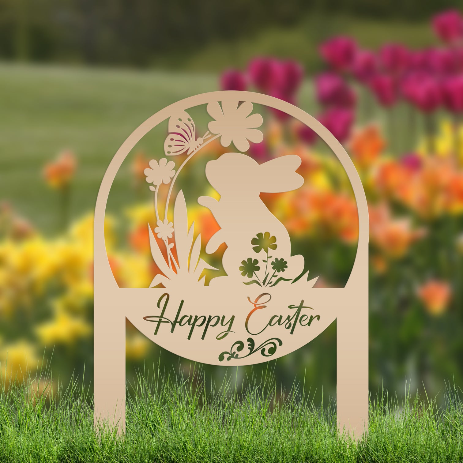 Home Happy Easter Metal Yard Stake