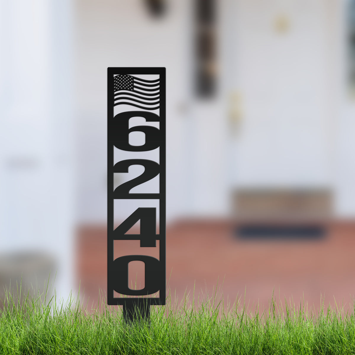 American Flag Address Metal Yard Stake - House Numbers-Housewarming Gi ...