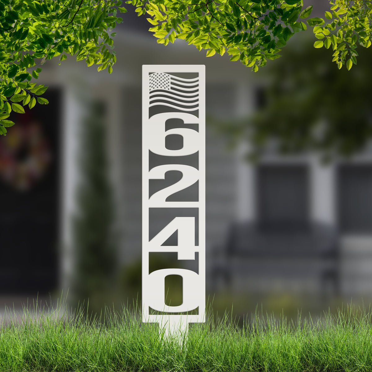 American Flag Address Metal Yard Stake - House Numbers-Housewarming Gi ...