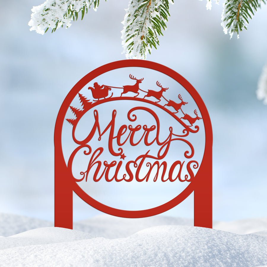 Merry Christmas Metal Yard Stake-Christmas Decor-Outdoor Yard Christmas ...