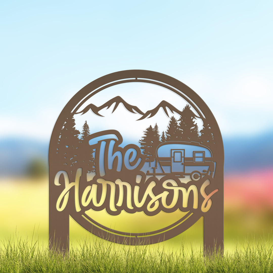 Home Custom Metal Campsite Sign - Fam...
