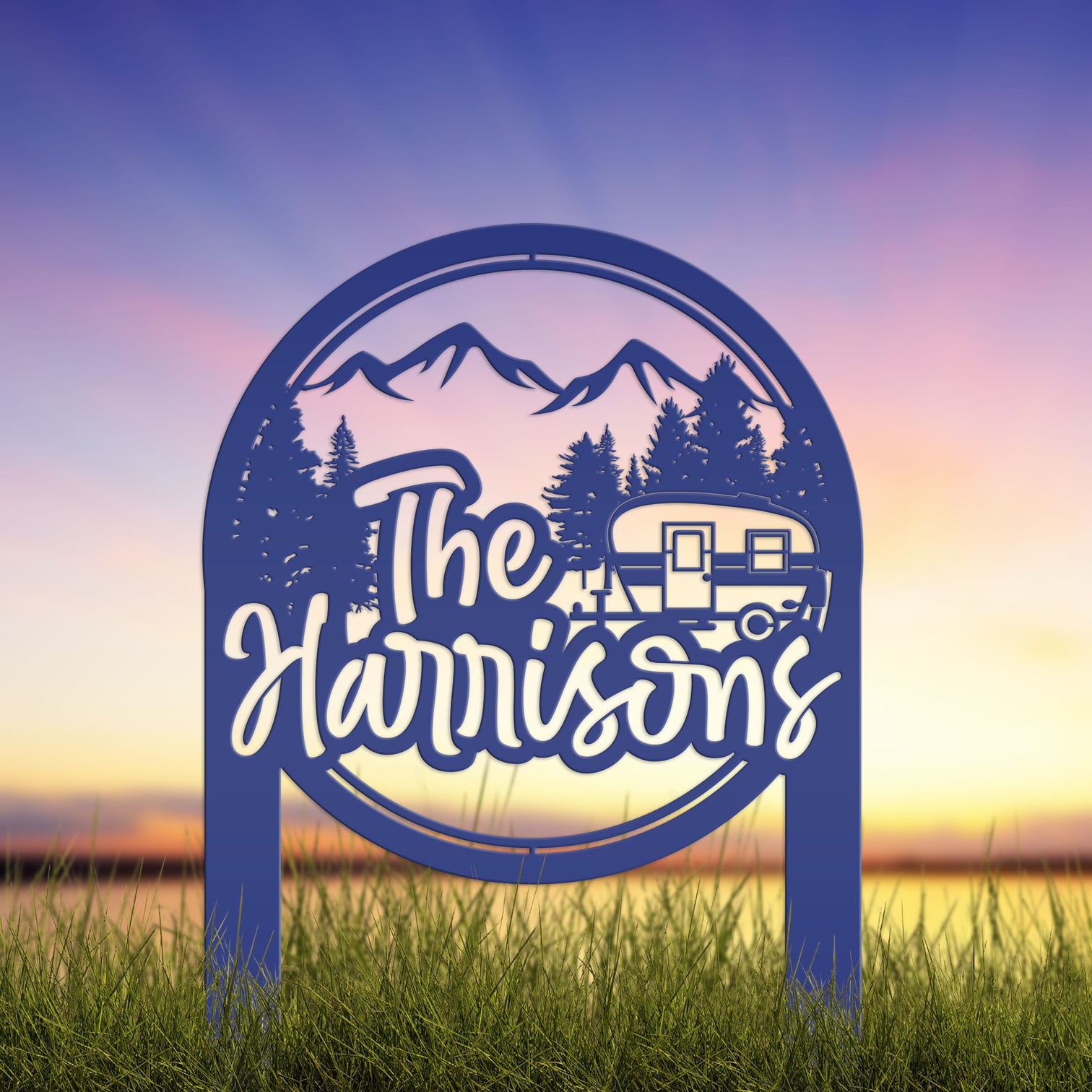 Home Custom Metal Campsite Sign - Fam...