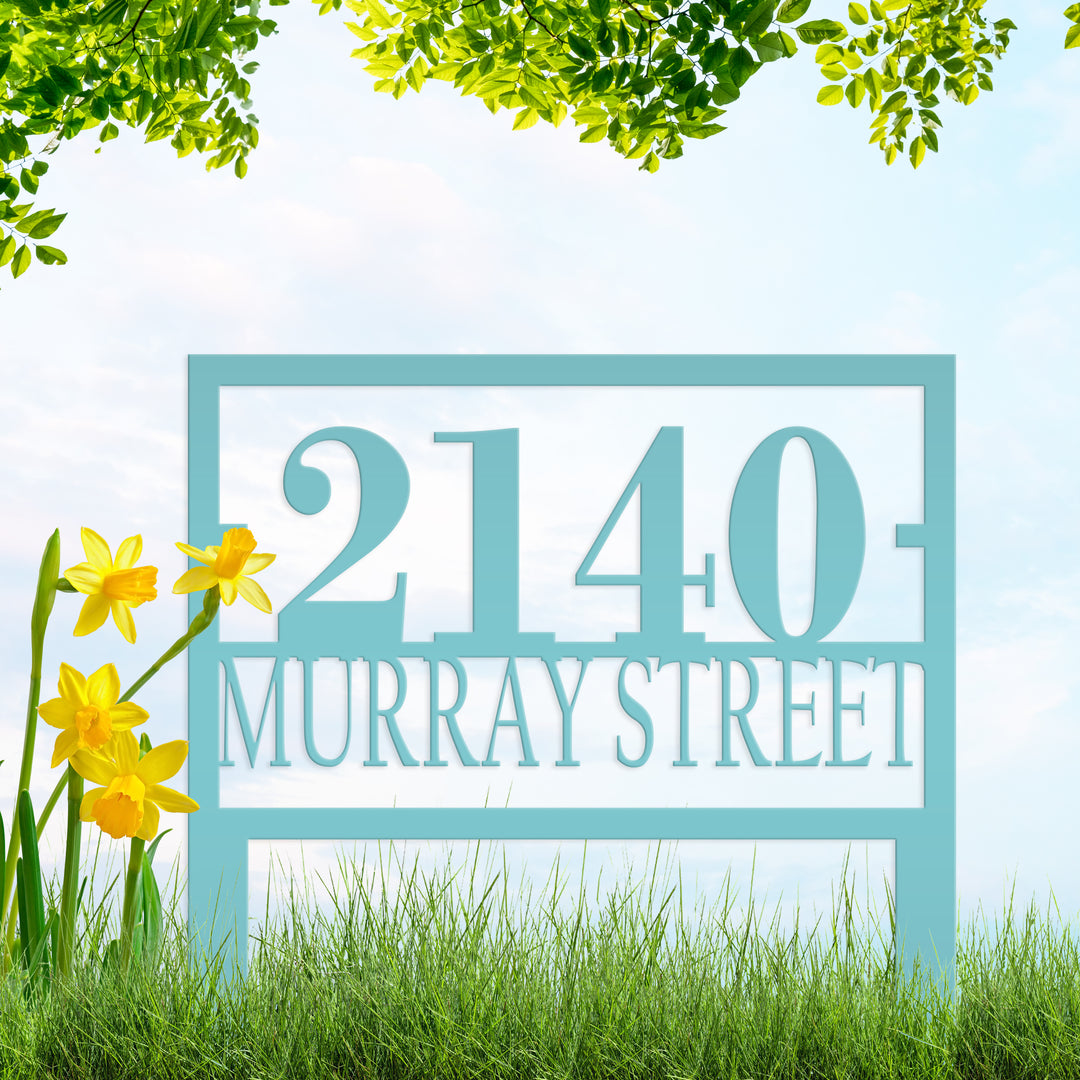 Personalized Rectangle Address Metal Yard Stake - House Numbers Yard ...