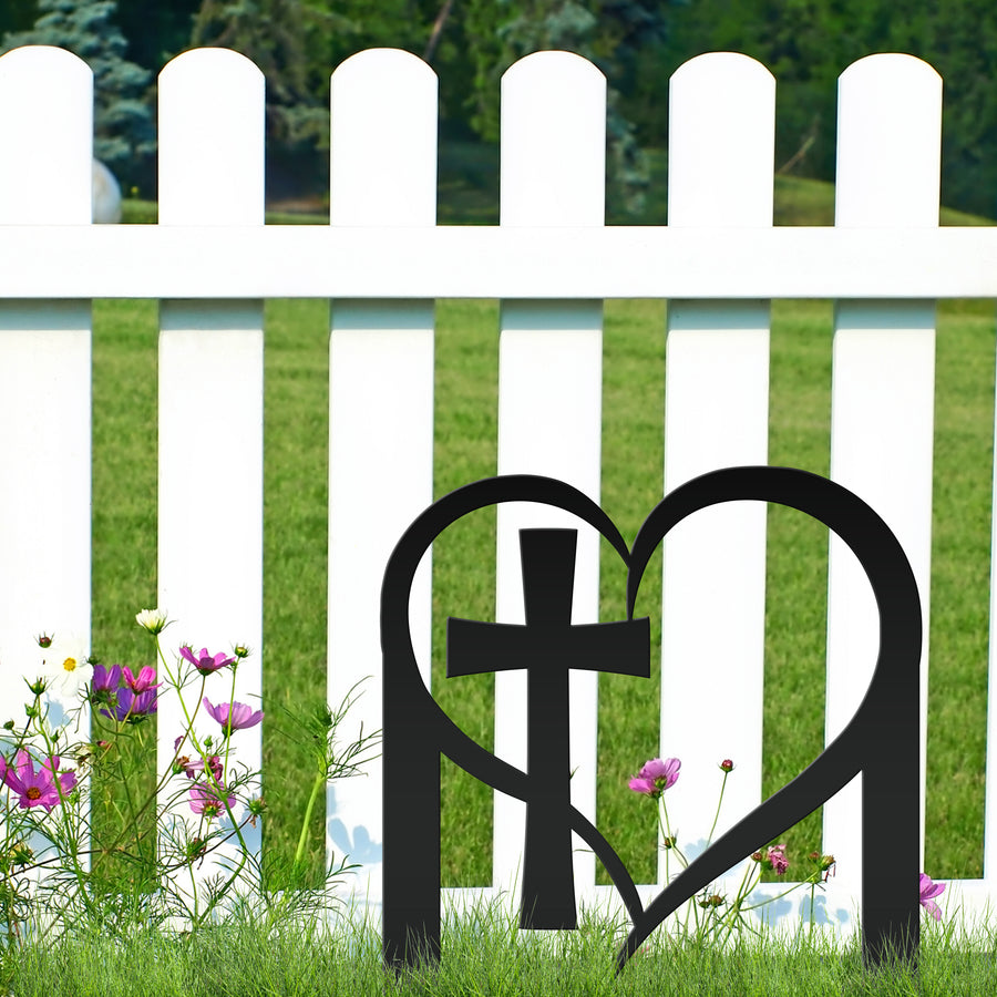 Home Outdoor Christian Heart Cross Me...