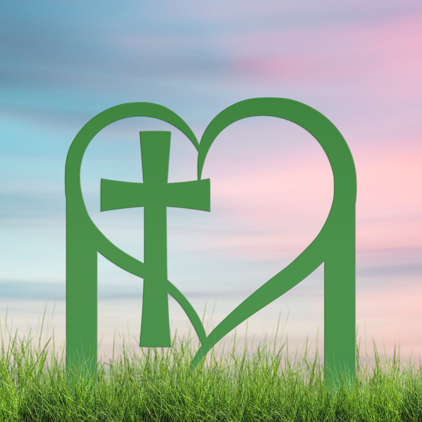 Home Outdoor Christian Heart Cross Me...