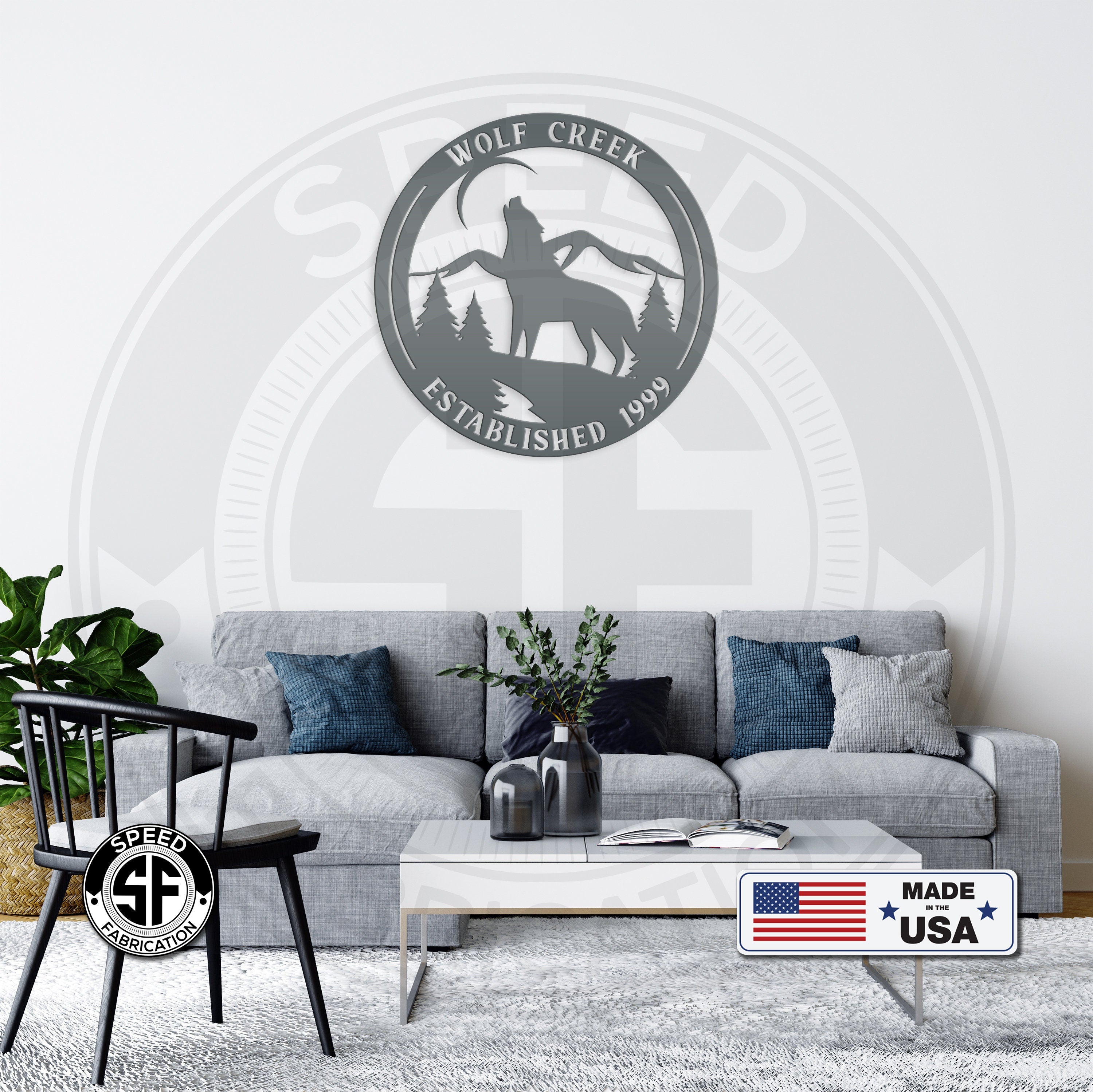 Personalized Name and Established Date Howling Wolf Metal Sign – Speed ...