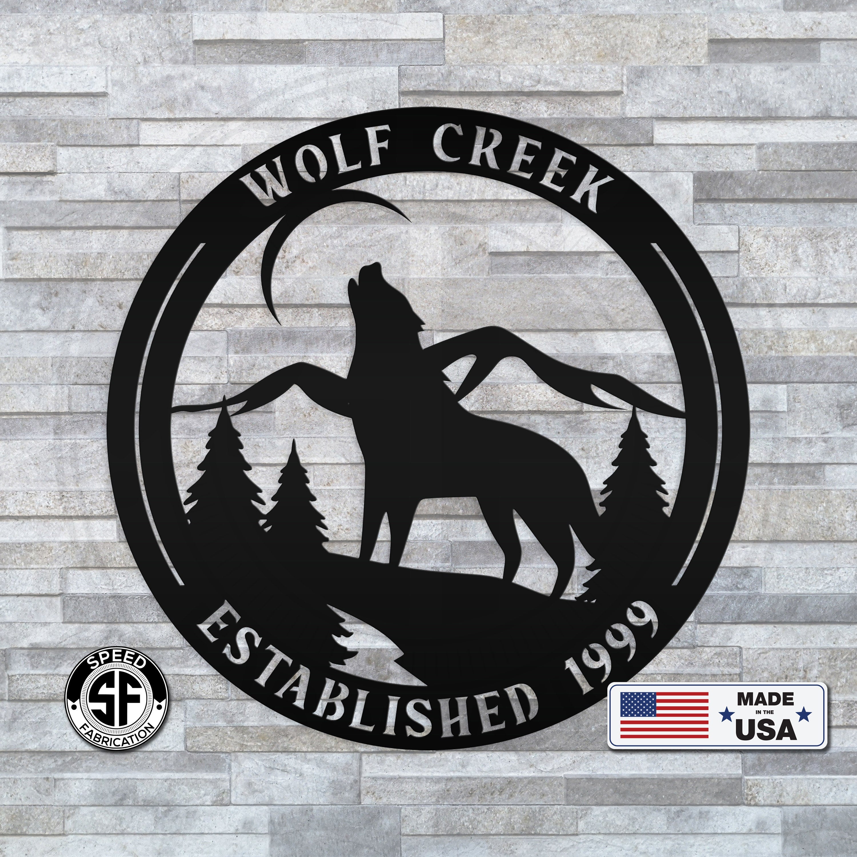 Personalized Name and Established Date Howling Wolf Metal Sign – Speed ...