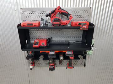 Double Shelf Power Tool Organizer Wall Mount with Charging Station and ...