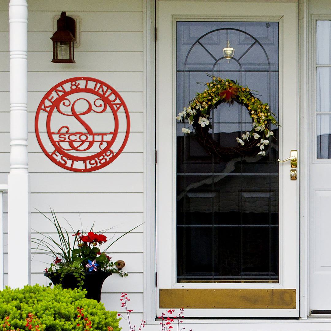 Personalized Name-Initial-Last Name Metal Sign, Outdoor Monogram Sign ...