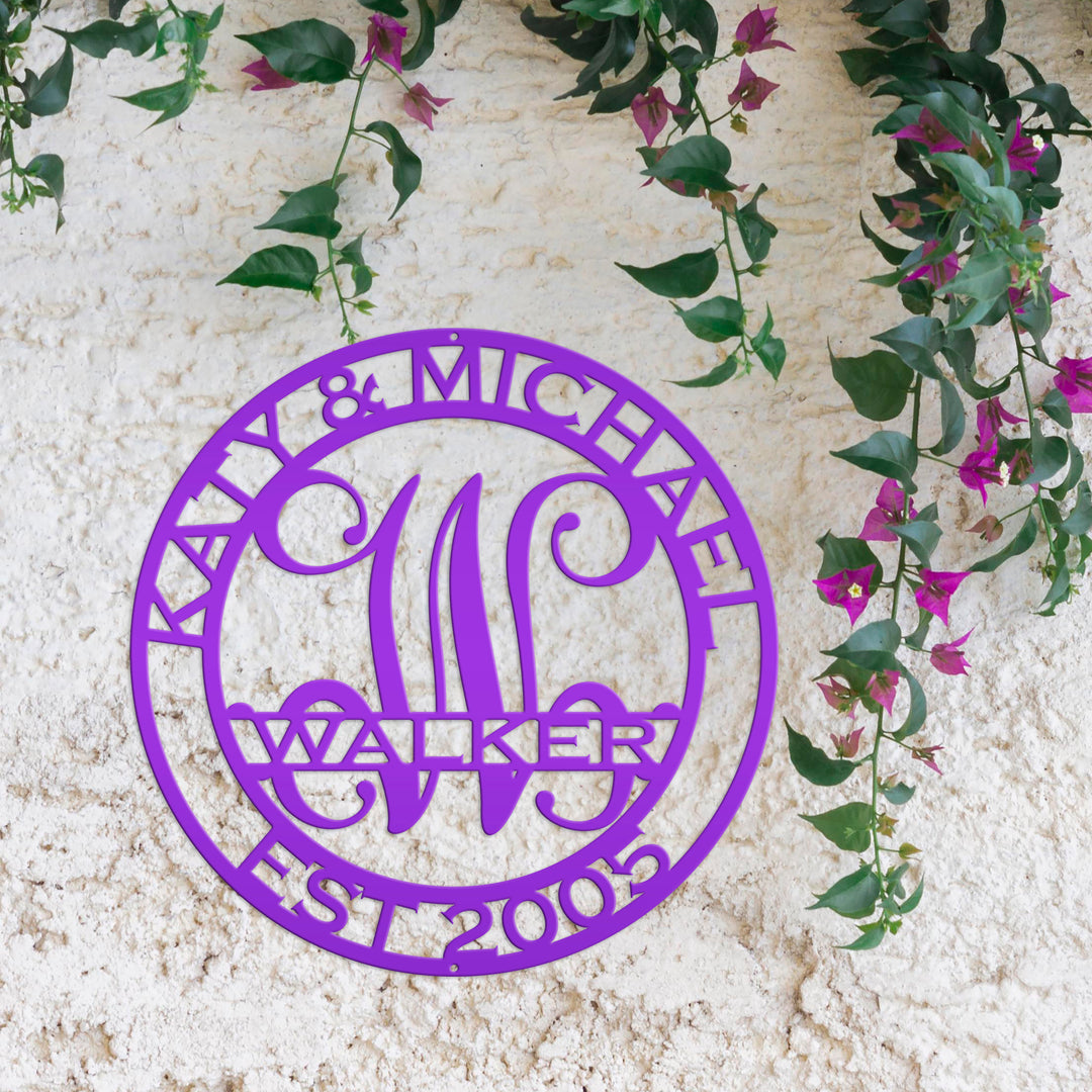 Personalized Name-Initial-Last Name Metal Sign, Outdoor Monogram Sign ...