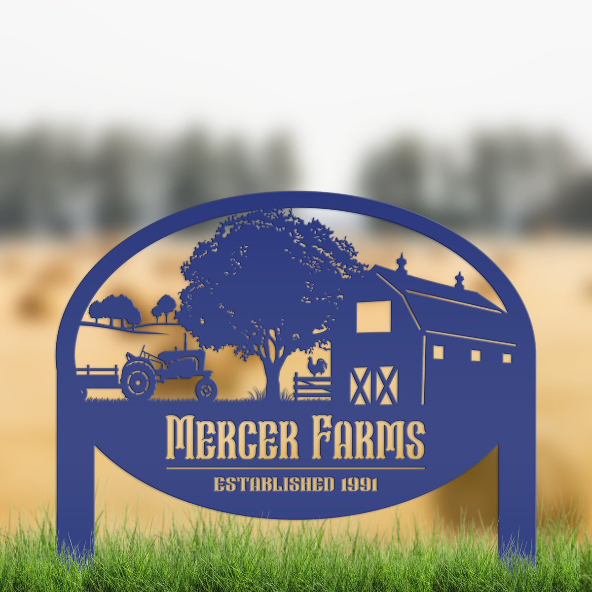 Custom Outdoor Farm Sign Metal Yard Stake, Custom Last Name Family Sig ...